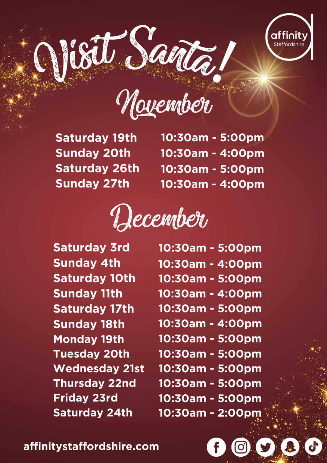 Visit Santa for FREE at AFFINITY!! – The Hitmix 107.5 FM